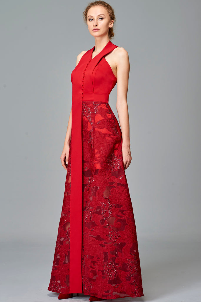 Structured Fil Coupe and Faille Long Dress – John Paul Ataker