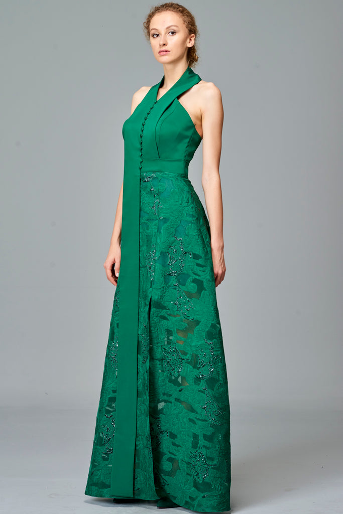 Structured Fil Coupe and Faille Long Dress – John Paul Ataker