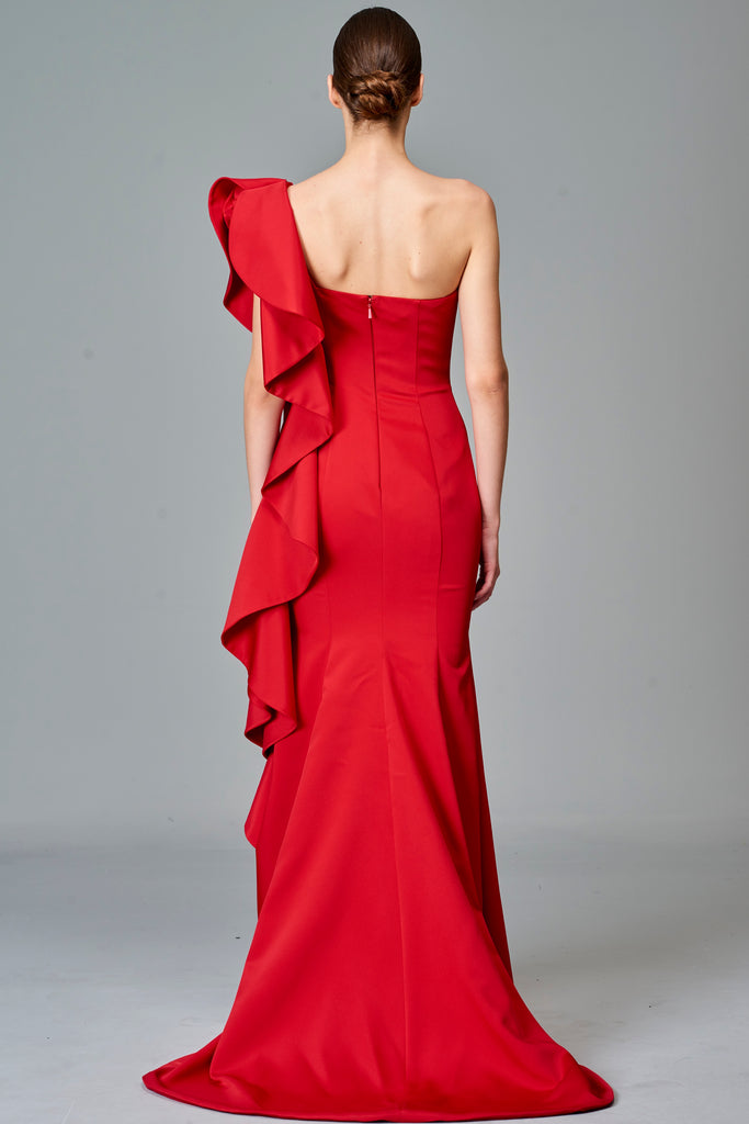 Side Ruffled Gown – John Paul Ataker