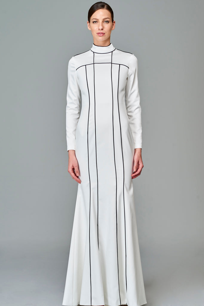 Piping Detailed Long Dress – John Paul Ataker